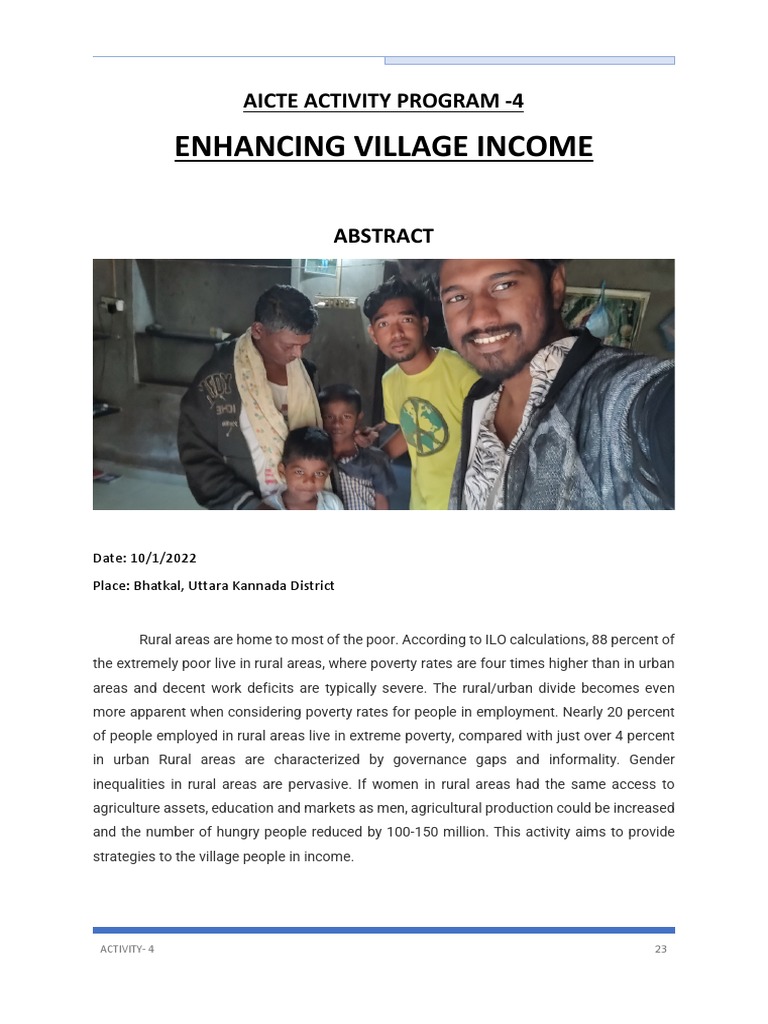 Enhancing Village Income: Aicte Activity Program - 4 | PDF ...