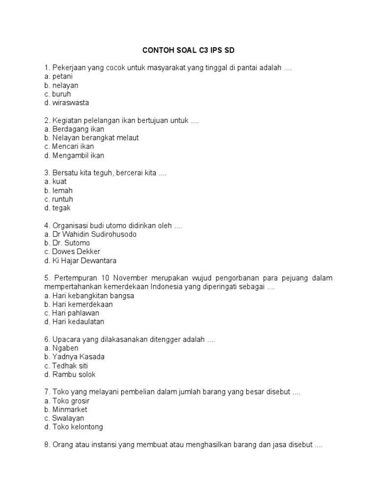 Contoh Soal C3 IPS SD Semester 2 | PDF | Politik | Perjalanan