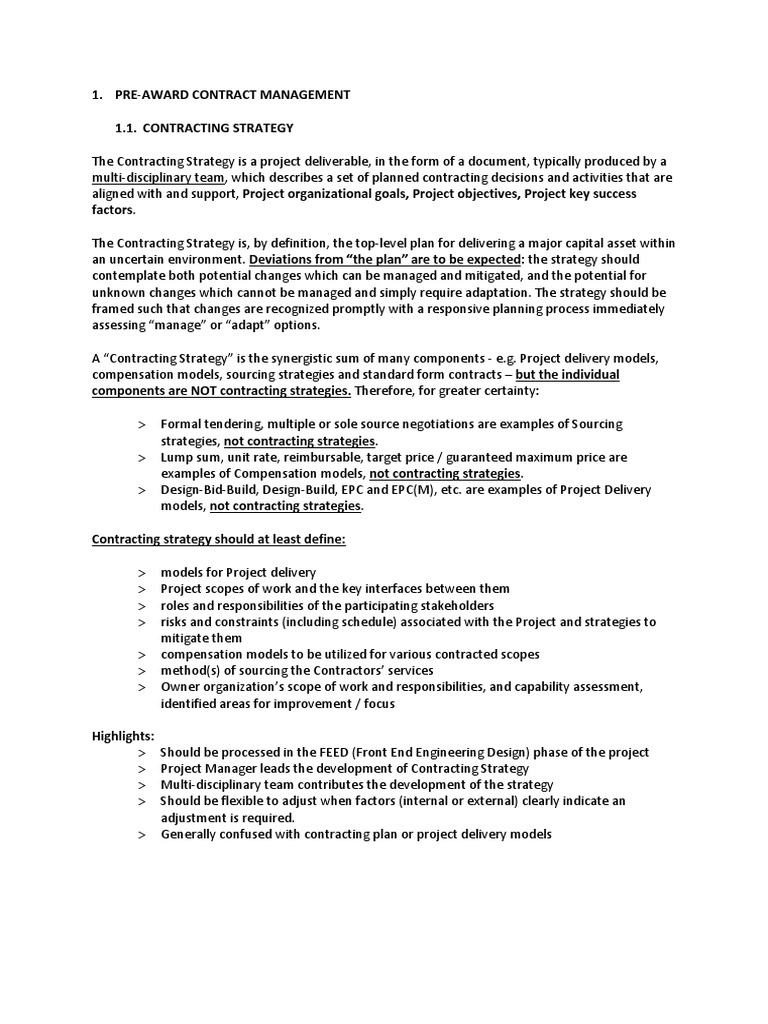 Pre-Award Contract Management Overview | PDF | Evaluation | Procurement