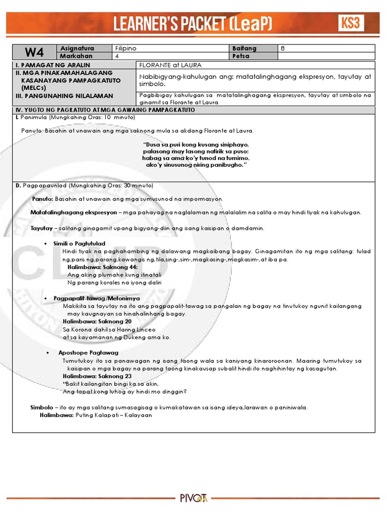 Q4 Filipino 8 Week 4 | PDF