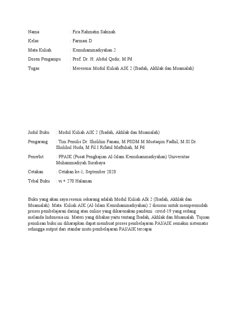 Resensi Modul Aik | PDF