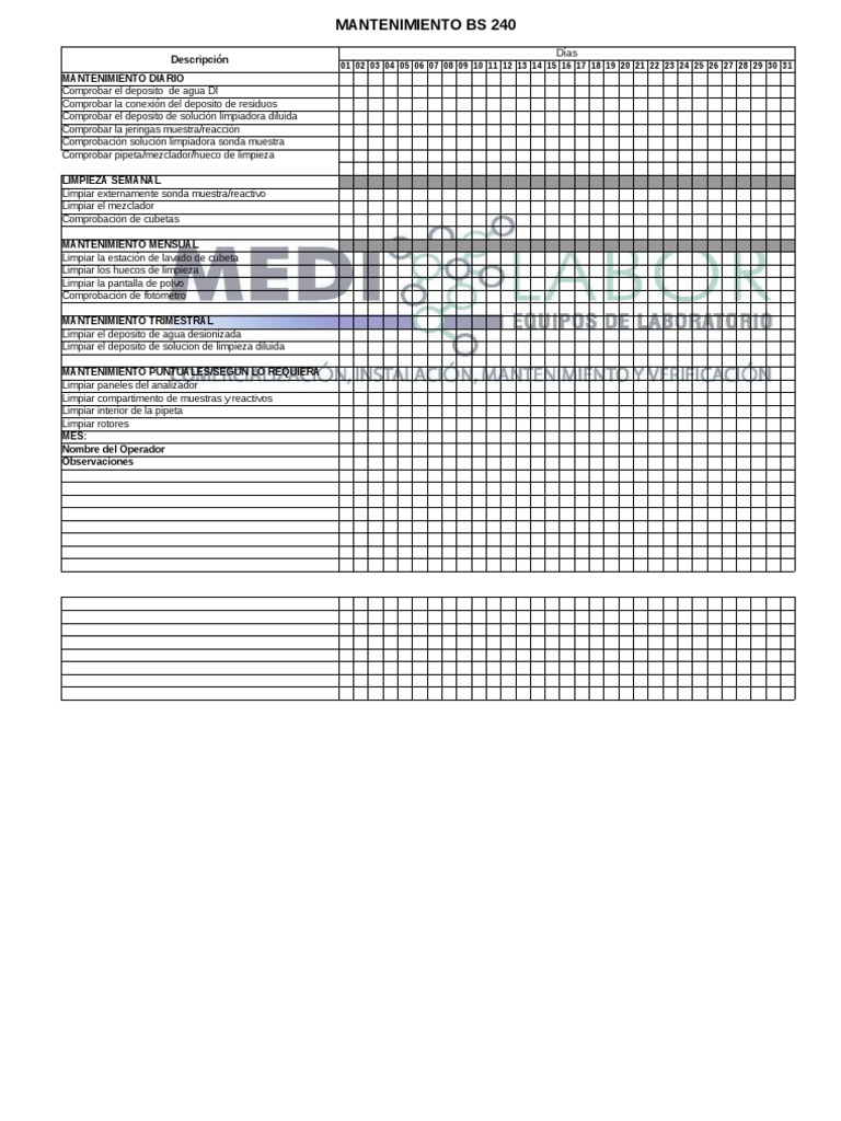Mantenimiento Bs 240 Pro | PDF