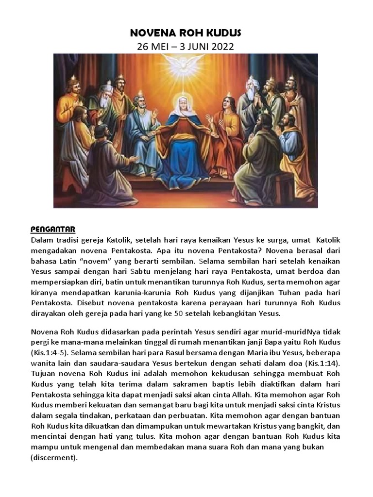 Novena Roh Kudus: Doa dan Intensi | PDF | Ilmu Sosial | Filsafat
