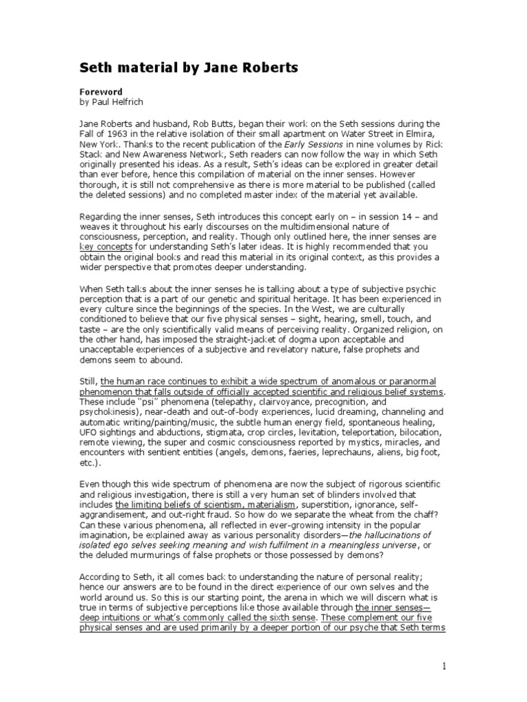 Summary of Seth Material | Download Free PDF | Experience | Perception