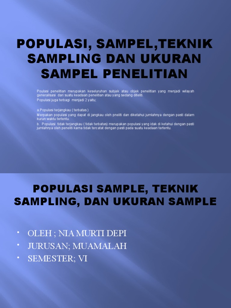 Populasi, Sampel, Teknik Sampling Dan Ukuran Sampel Penelitian | PDF