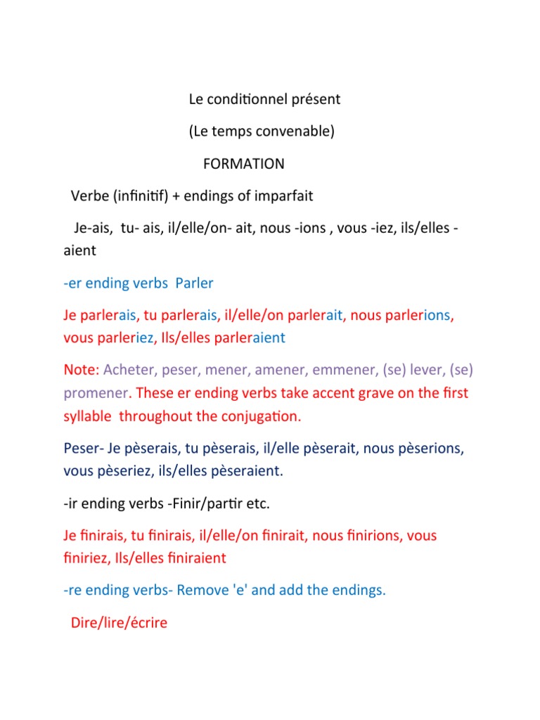 Formation du conditionnel présent | PDF | Sciences cognitives ...