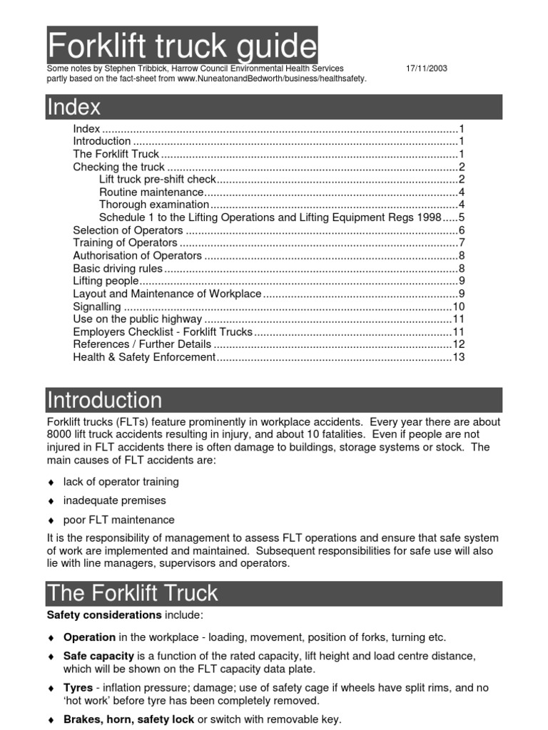 Forklift Truck Guide | PDF | Forklift | Truck