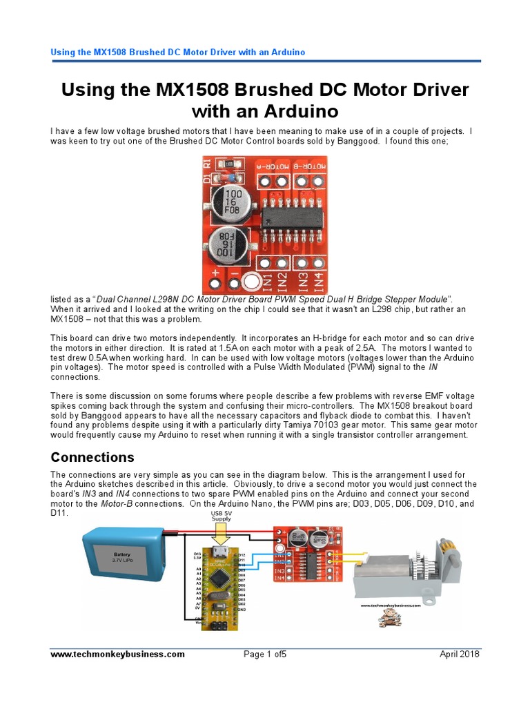 MX1508 Motor Driver with Arduino Guide | PDF | Computer Engineering ...