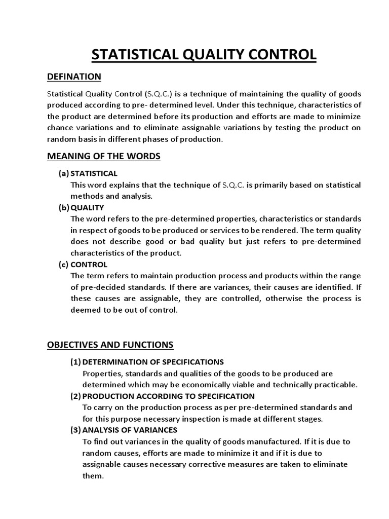 Statistical Quality Control | PDF | Statistics | Reliability Engineering