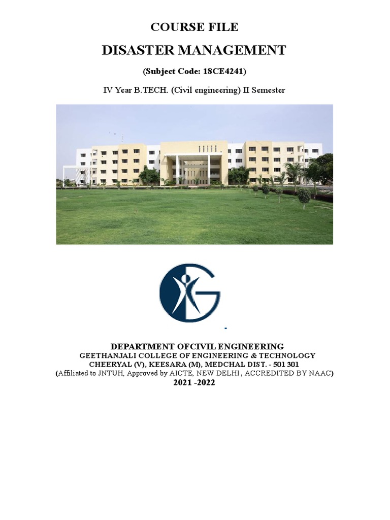 Disaster Management Course File | PDF | Hazards | Emergency Management