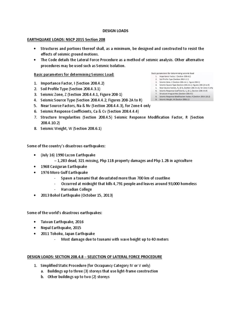 NSCP 2015 Earthquake Load Design Guidelines | PDF | Earthquakes ...