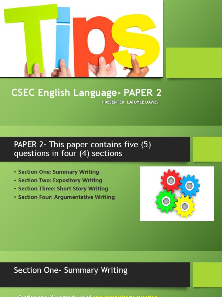 CSEC English A Paper 2 Overview | PDF | Narration | Essays