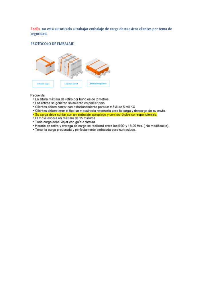 Guia de Embalaje Fedex | PDF