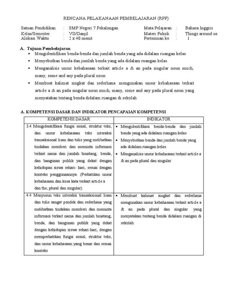 RPP Ing 7 Adiwiyata | PDF