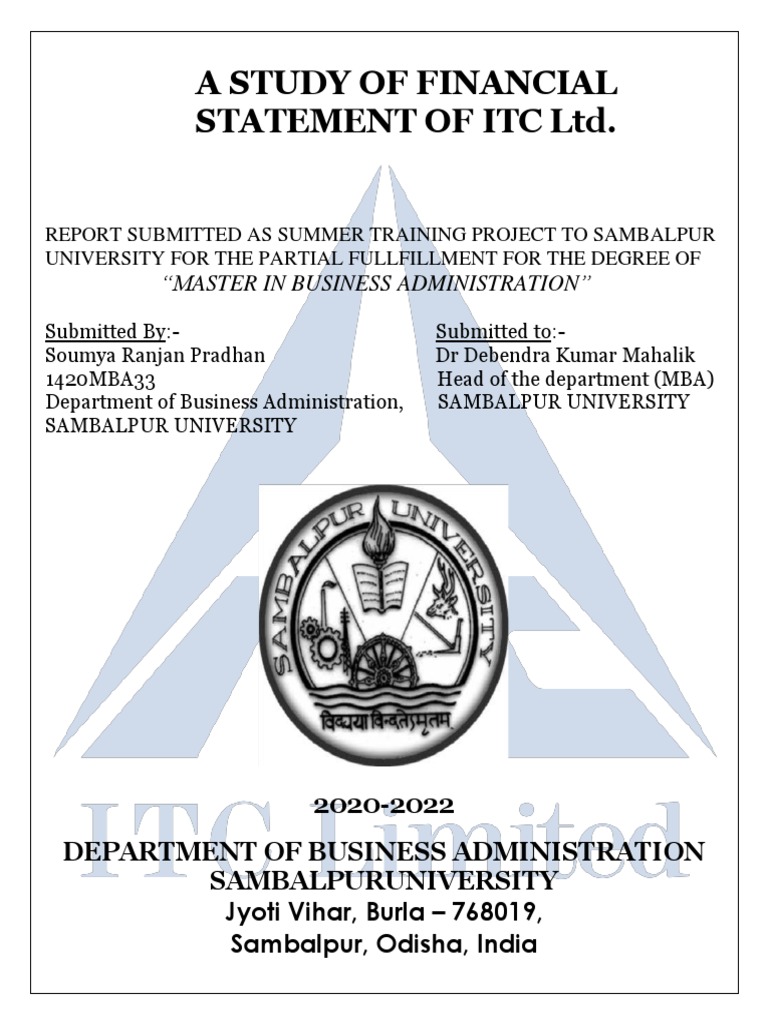 Company Profile and Financial Analysis of ITC LTD - 1 | PDF | Financial ...