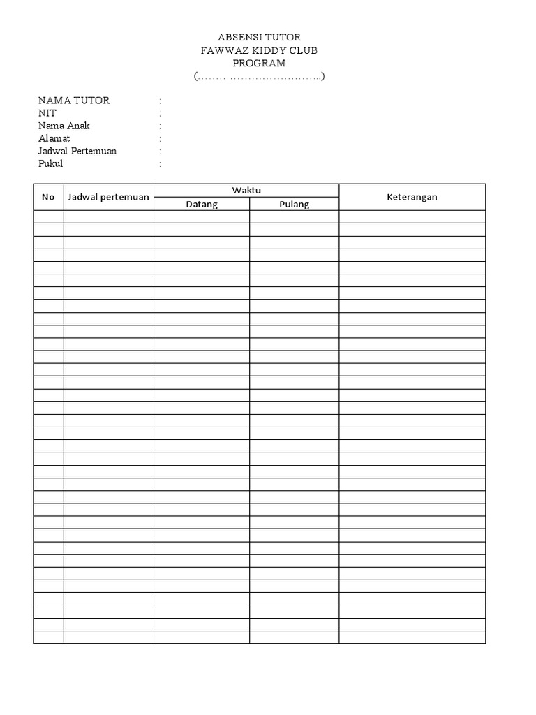 Absensi Tutor | PDF