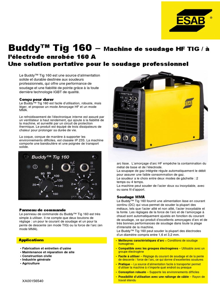 ESAB Buddy Tig 160 | PDF | Construction | Soudage