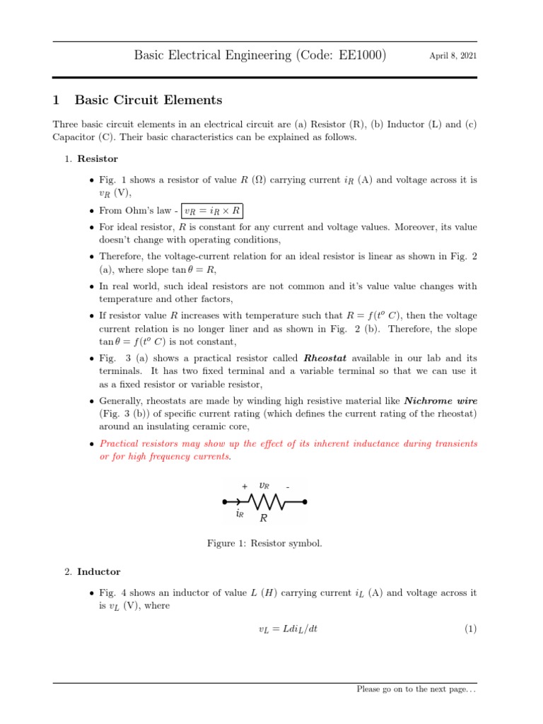 Basic Circuit Elements | PDF | Electrical Network | Inductor