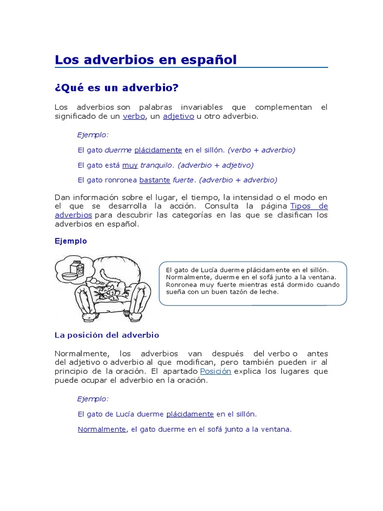 Guía de Adverbios en Español | PDF | Adverbio | Adjetivo