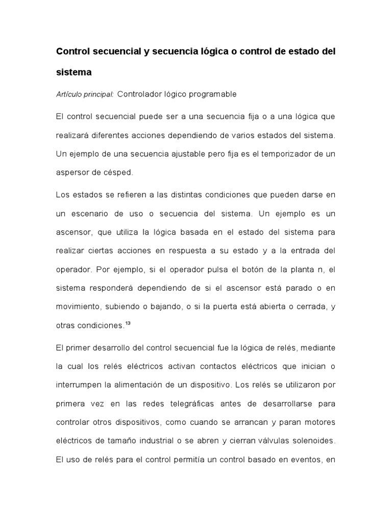 Control secuencial y secuencia lógica o control de estado del sistema ...