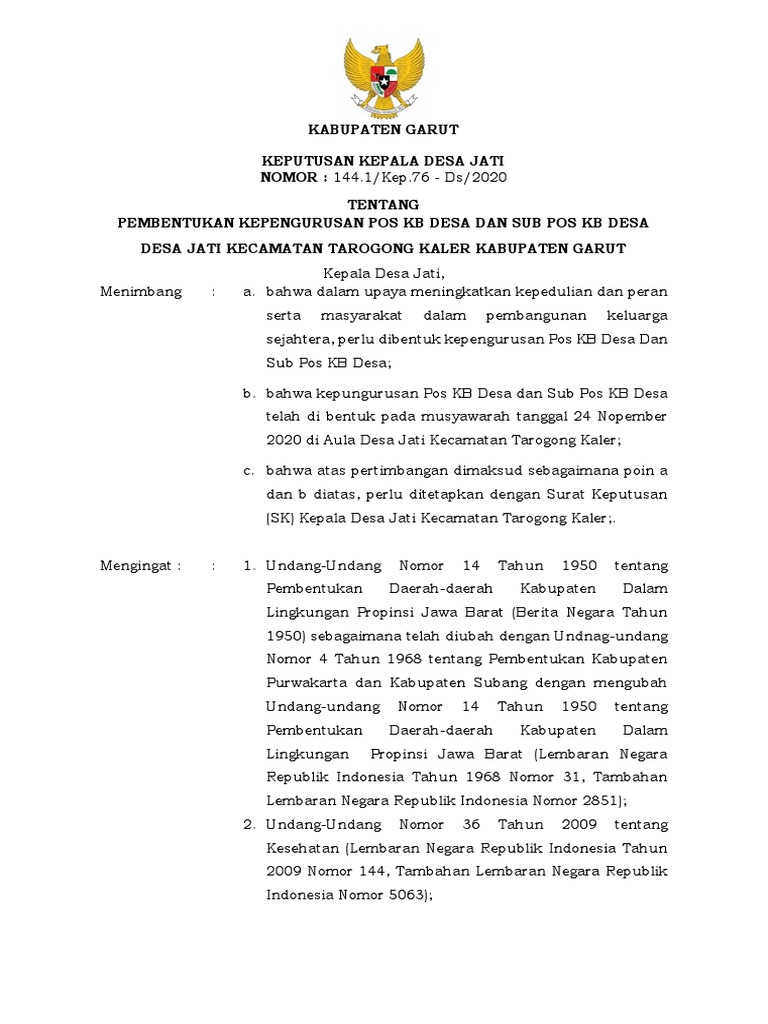 Pembentukan Pengurus Pos KB dan Sub Pos KB di Desa Jati | PDF Pembentukan Pengurus Pos KB dan Sub Pos KB di Desa Jati | PDF