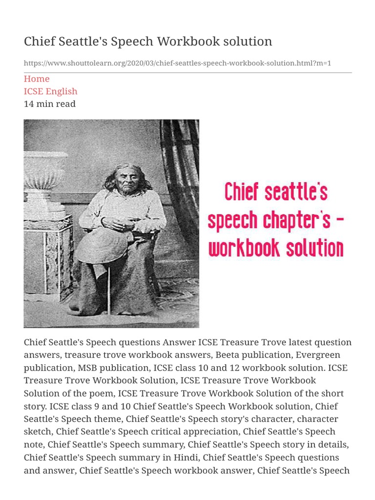 Chief Seattle's Speech Workbook Solution - ShoutTo+ | PDF | Native ...