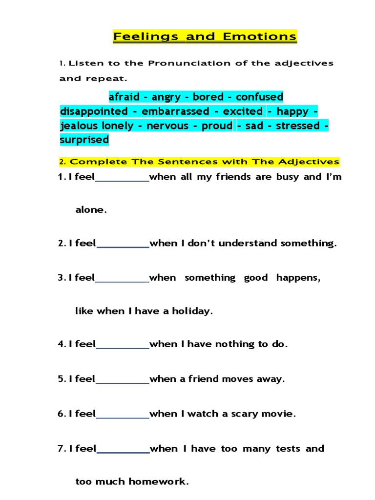 Emotions Practica Segundo Año | PDF | Language Arts & Discipline