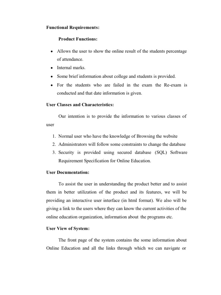 Functional Requirement | PDF | User (Computing) | Educational Technology