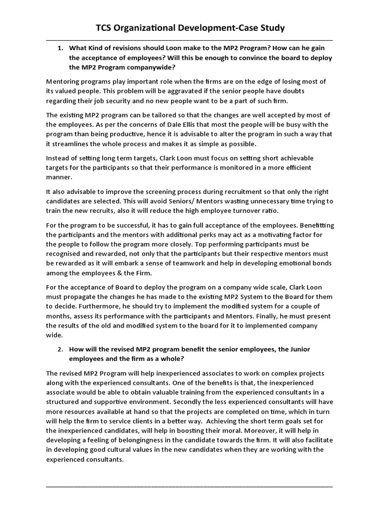 Case Study-TCS OD | PDF | Consultant | Employment