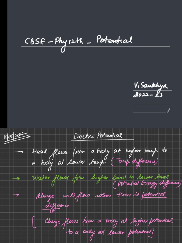 12th Phy 22 23 Electric Potential | PDF