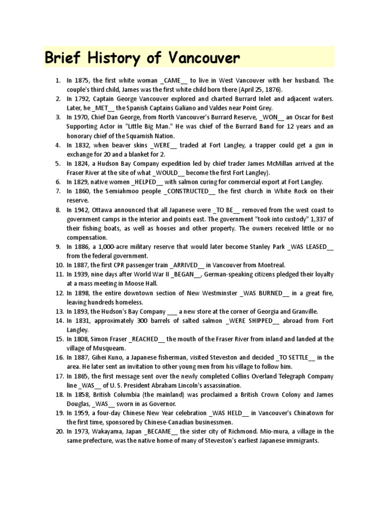 Brief History of Vancouver | PDF | Vancouver | British Columbia