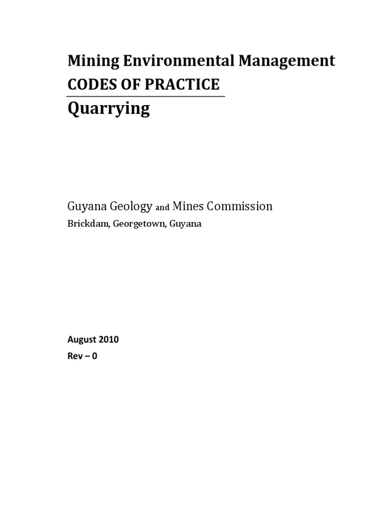 Code of Practice - Quarrying | PDF | Mining | Environmental Impact ...
