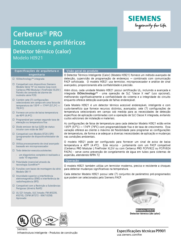 Detector Termico (Térmico) Analógico Endereçável Hi921 | PDF ...