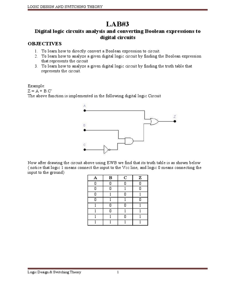 Digital Logic Circuits Analysis and Converting Boolean Expressions To Digital Circuits | PDF ...