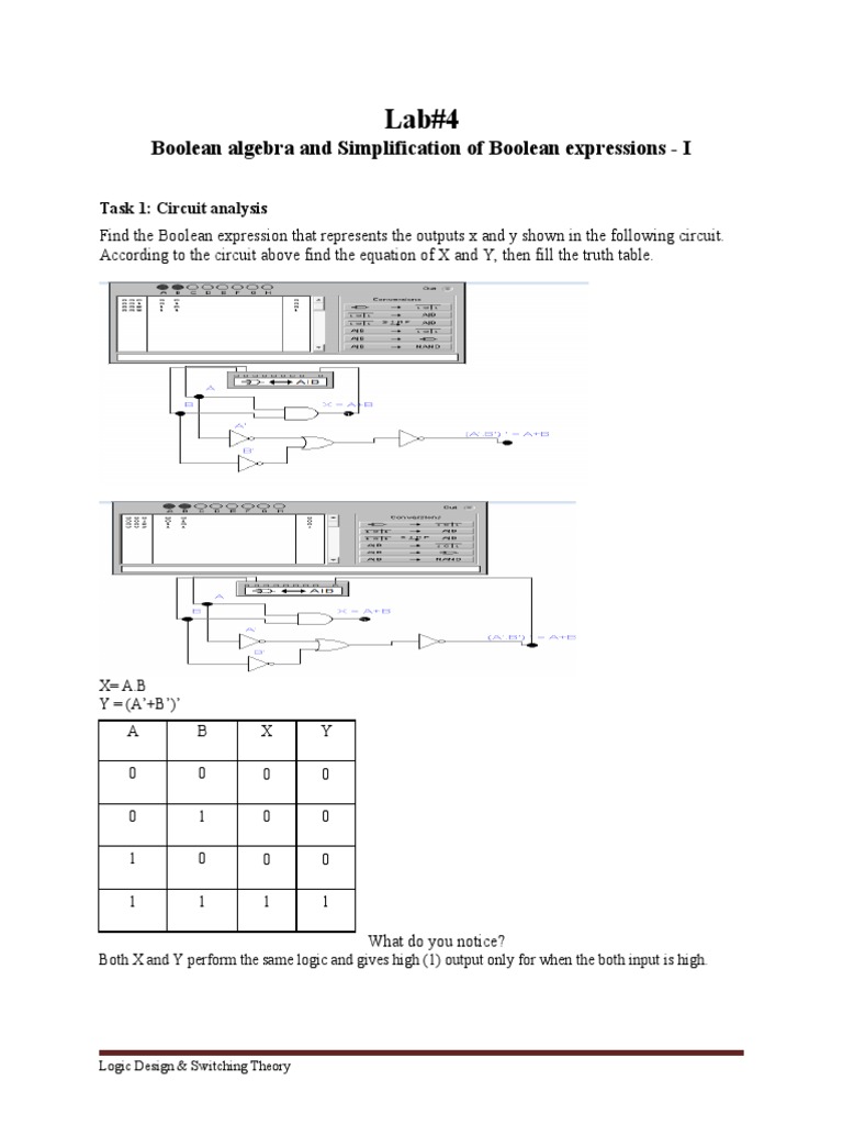 Boolean Algebra and Simplification of Boolean Expressions - I | PDF ...