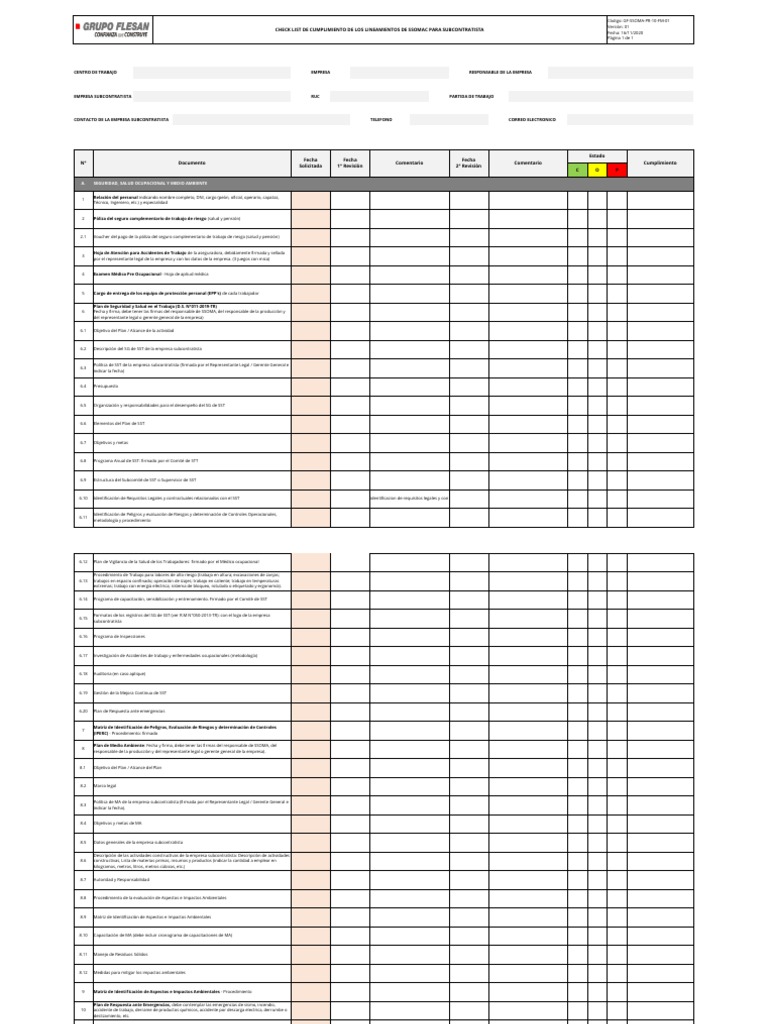 Check List Cumplimiento SSOMA | PDF | Calibración | Presupuesto