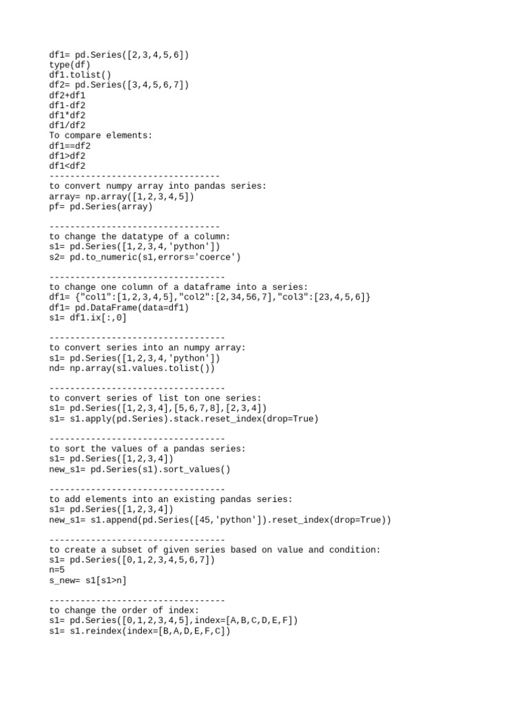 Pandas Dataframe and Series | PDF | Computer Data | Software Engineering Pandas Dataframe and Series | PDF | Computer Data | Software Engineering
