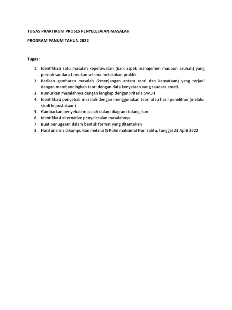 SARTIKA FD - 071212068 - Tugas Praktikum Proses Penyelesaian Masalah Panum 2022 | PDF