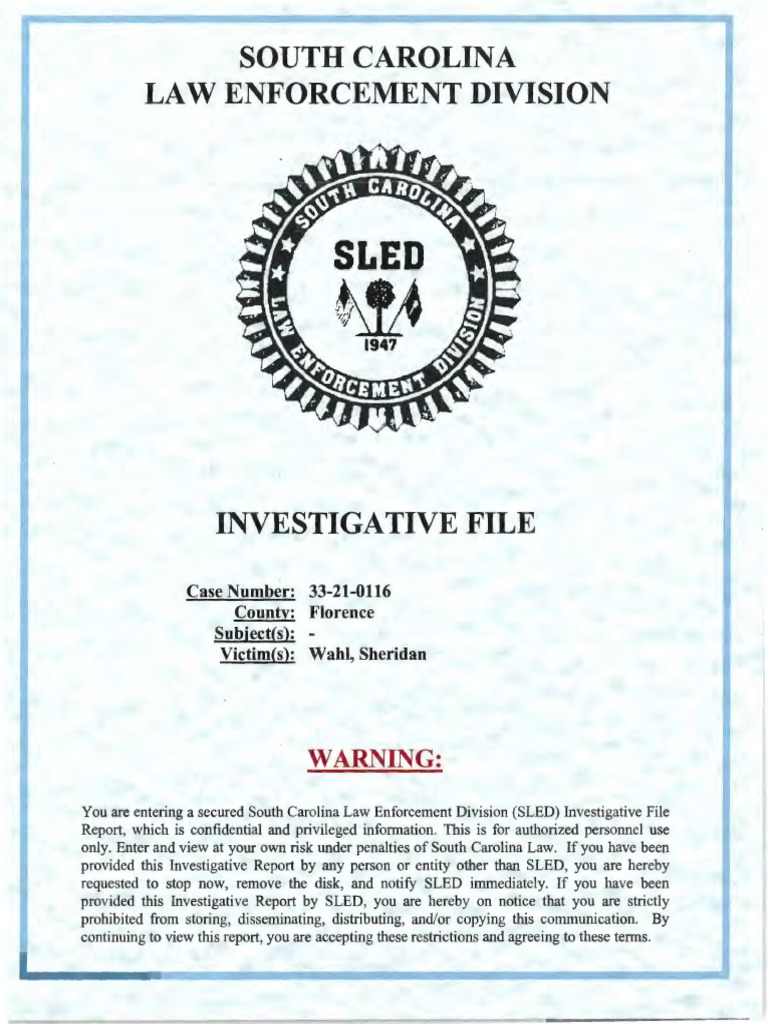 SLED Narrative Report On Sheridan Wahl | PDF | Crime & Violence | Crimes