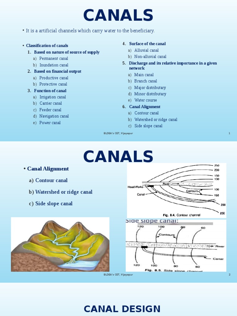 Canals: It Is A Artificial Channels Which Carry Water To The ...