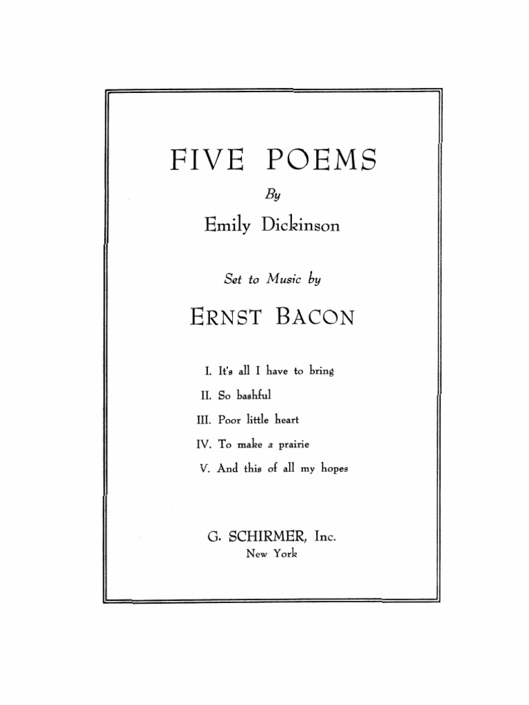 5 Poems by Emily Dickinson by Ernst Bacon | PDF
