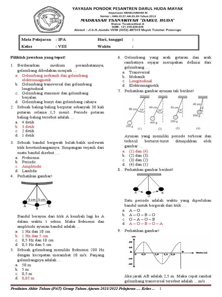 Soal Pat Ipa Kelas Viii SMT 2 + KJ | PDF