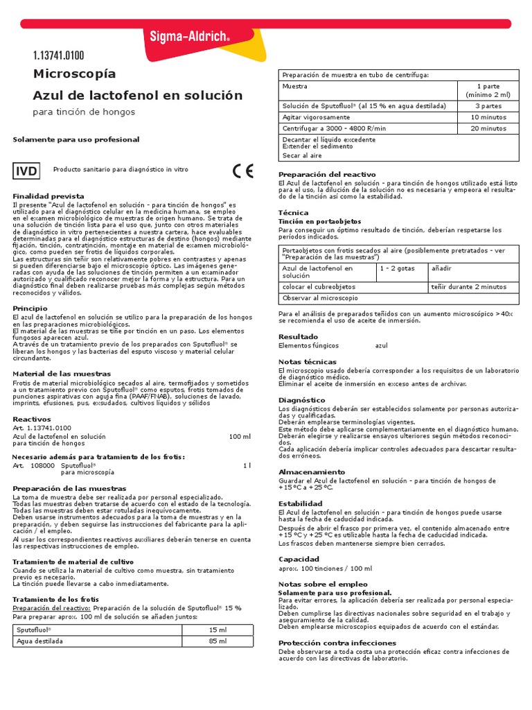 Azul de Lactofenol | PDF | Tinción | Residuos