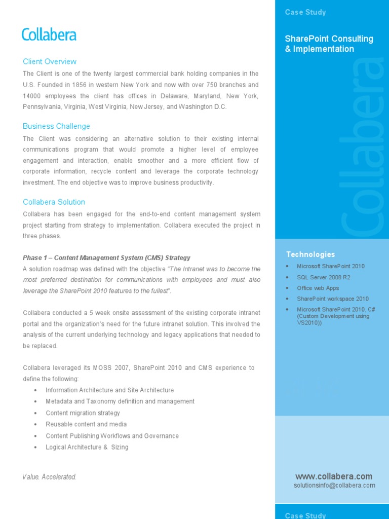 SharePoint Intranet Case Study: Banking Solutions | PDF | Share Point ...