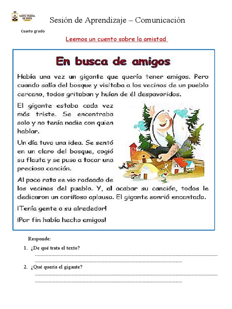 Leemos Un Cuento Sobre La Amistad Pdf