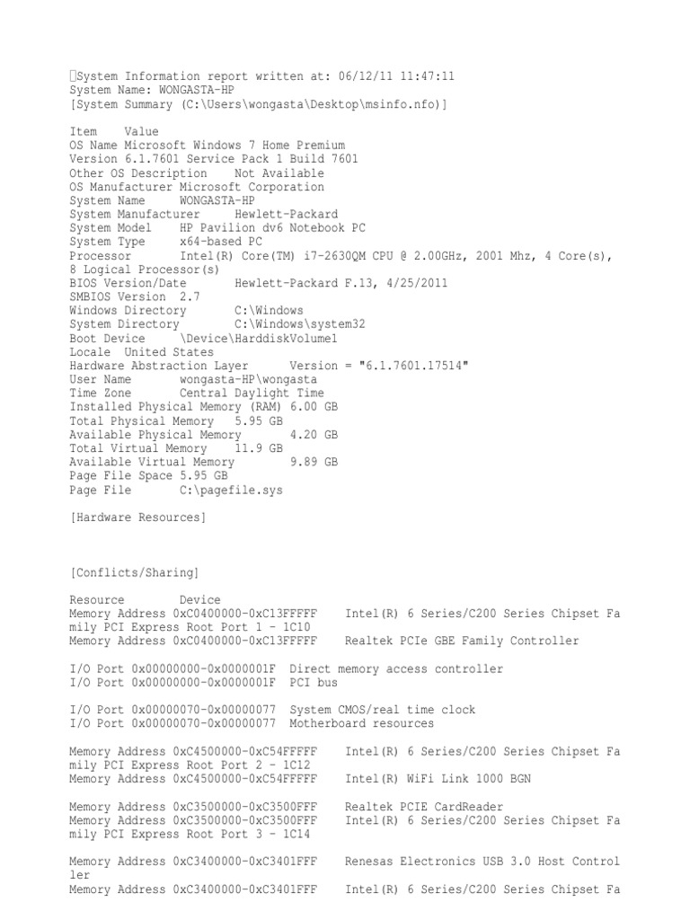 Msinfo | PDF | Intel | Microsoft Windows