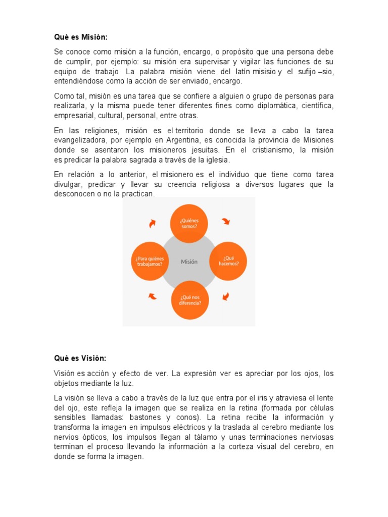 Misión y Visión: Definiciones Clave | PDF