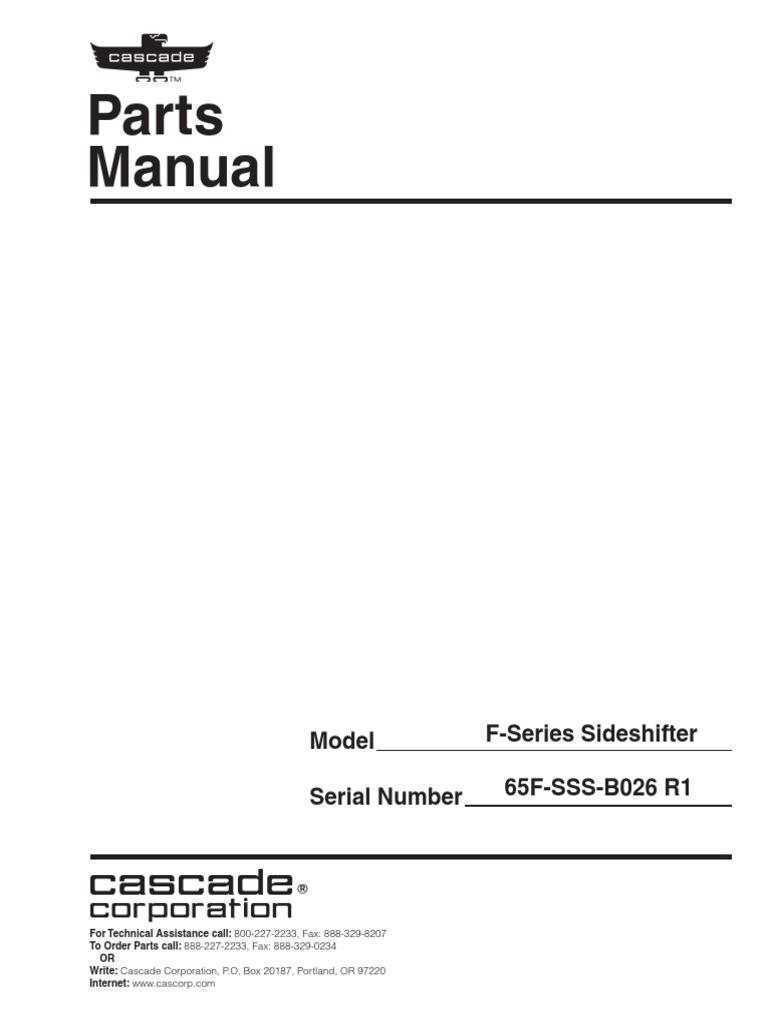 Desplazador Cascade 65F-SSS-B026R1. | PDF | Screw | Manufactured Goods