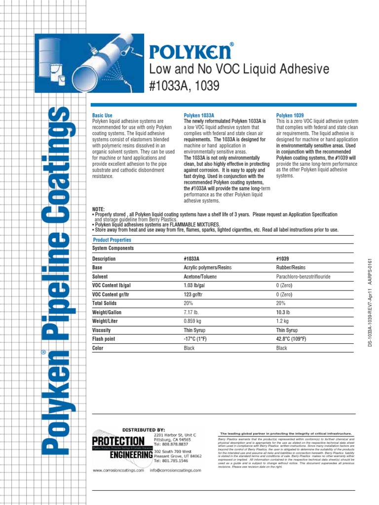Polyken 1033A 1039 Primer | PDF | Adhesive | Materials