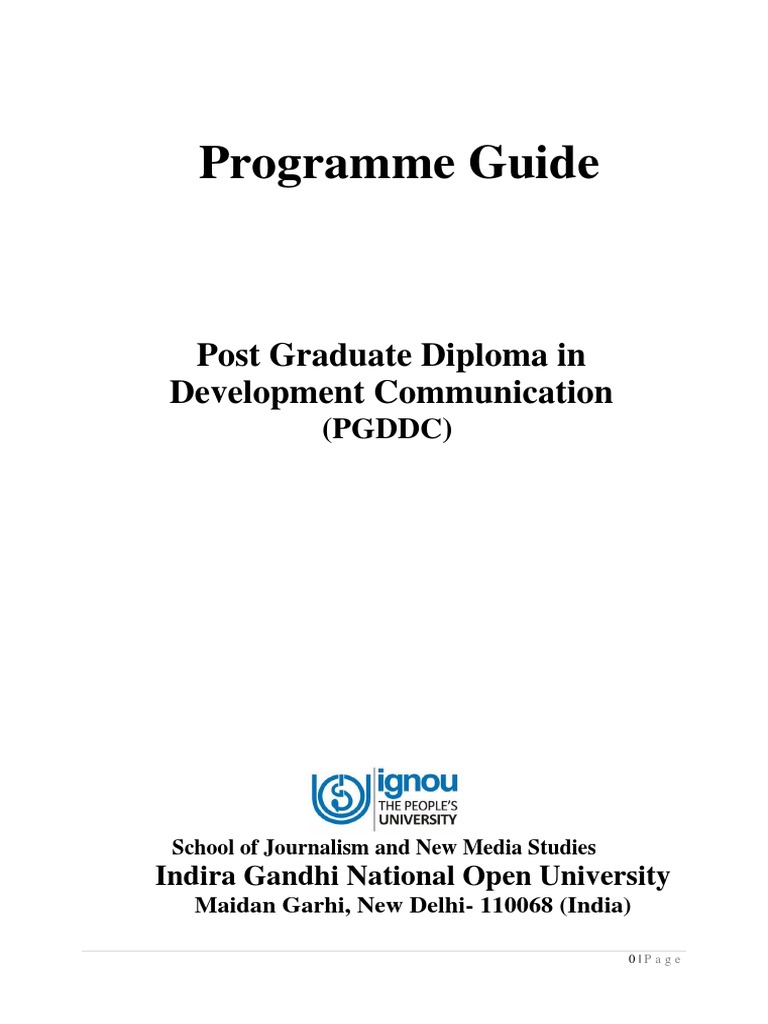 IGNOU Programme Guide For PGDDC | PDF | Information And Communications ...